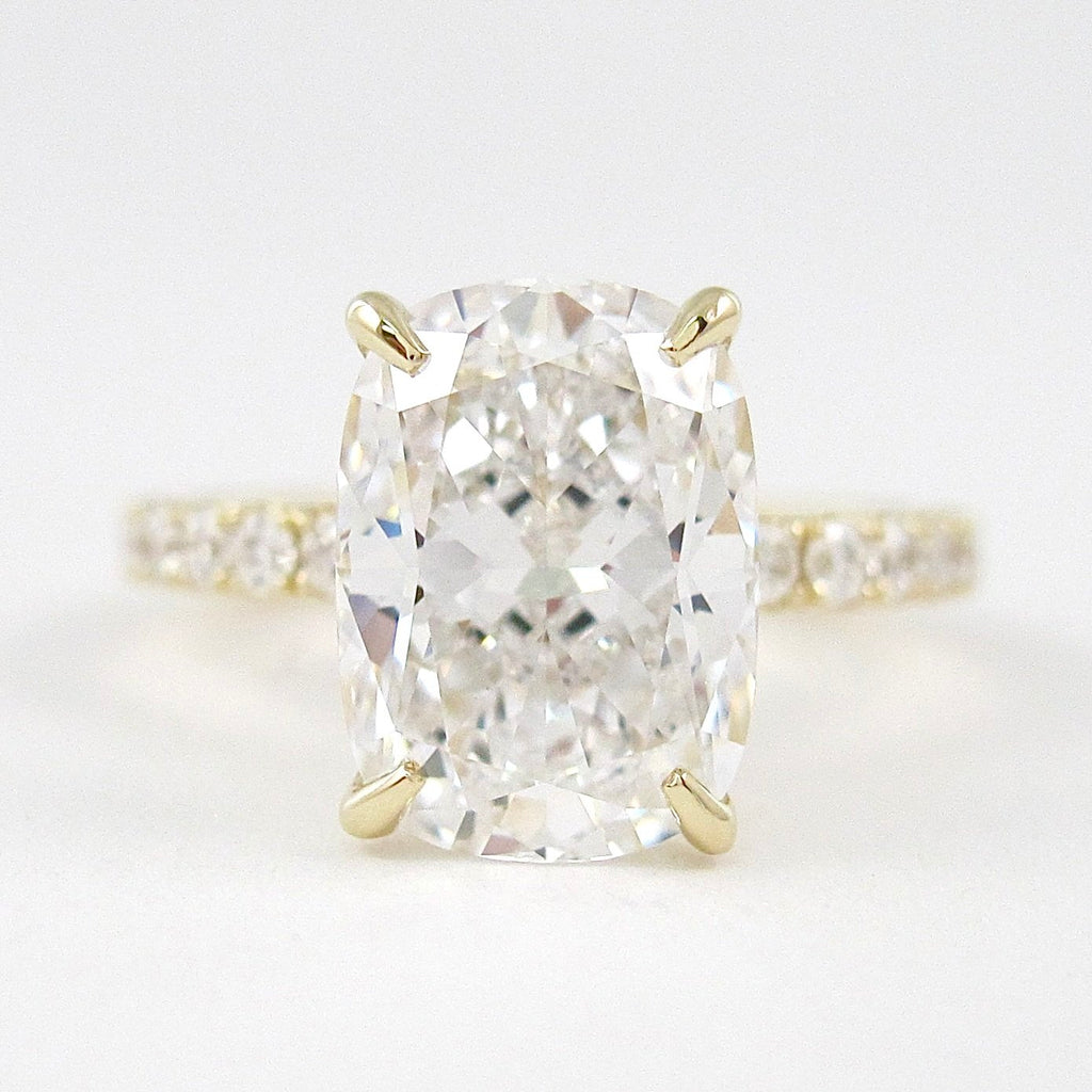 Radiant 3.8 CT Elongated Cushion Solitaire Pave Moissanite Ring ...